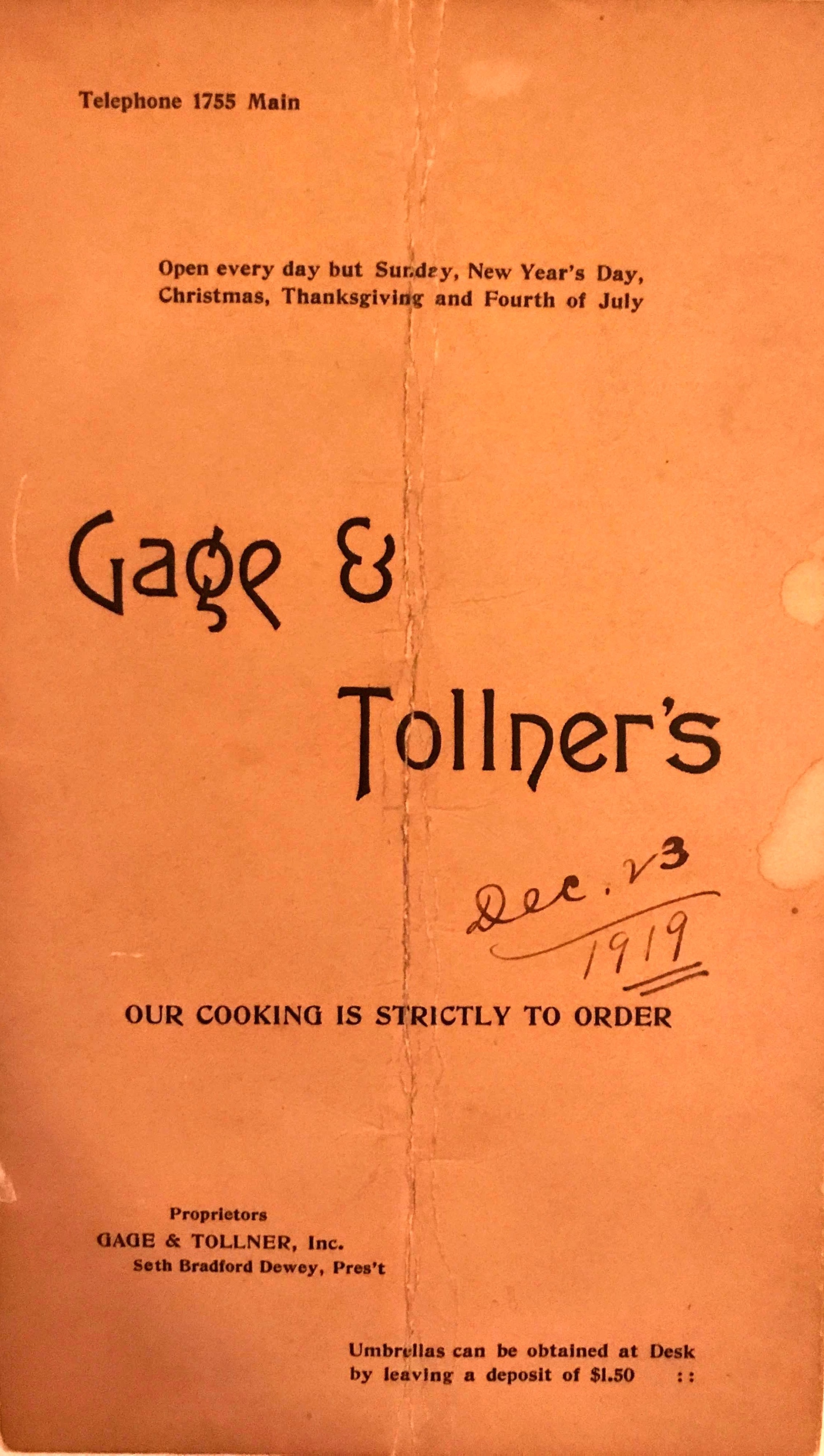 Gage & Tollner Through the Years, Via Its Menus — Resy | Right This Way